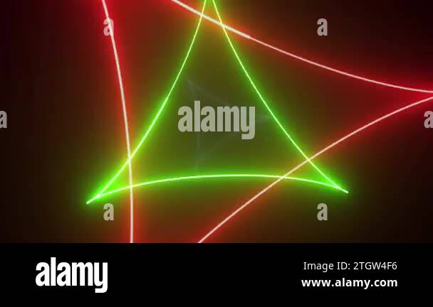 Neon Color loop. Blue, red and green neon color tunnel triangle ...