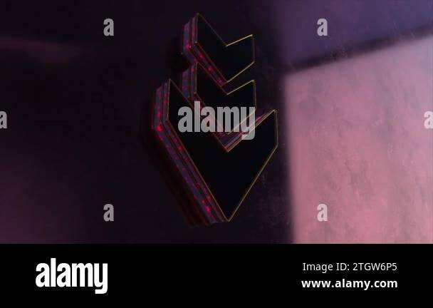 3D Golden Red Shiny Arrow Pointing Down Animation Abstract Background ...