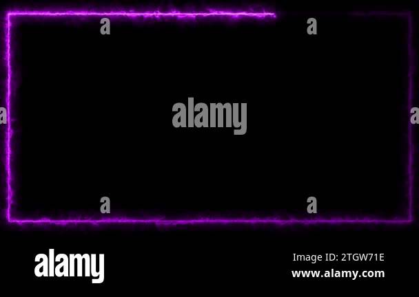 Purple moving electric color rectangle neon frame box animation seamless loop. Neon line frame ...