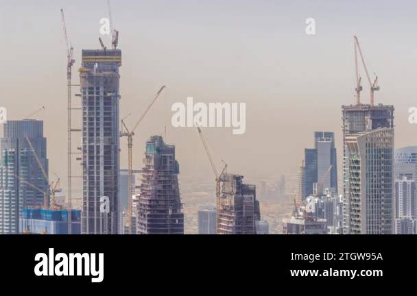 Dubai downtown with large-scale construction of a residential complex ...