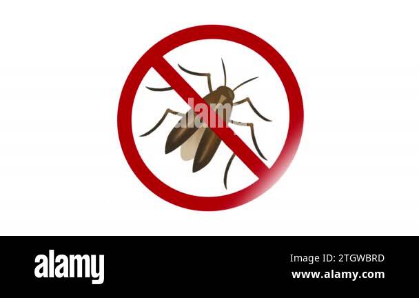 Stop insect, bugs and other pests 4k 2d animation, crossed out sign ...