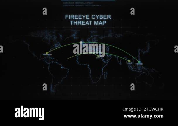 World map with different targets for cyber attack. Hacking and ...