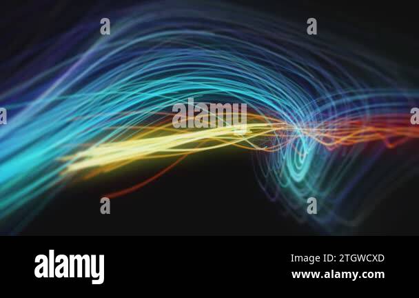 Abstract Glowing 3d Light Strings Background/ 4k animation of an ...