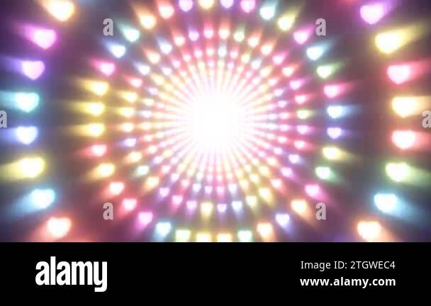Rainbow Ring Circle of Hearts Tunnel Spinning Glowing Shining Fast - 4K Seamless VJ Loop Motion ...