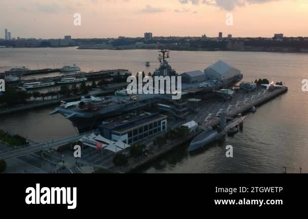 An aerial view of the Intrepid Sea, Air and Space Museum in New York ...