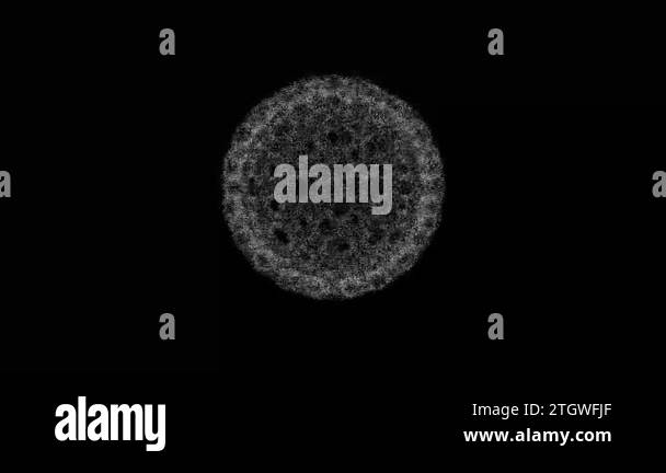 3d Abstract Sphere With Holes Rotates On Black Background Object Consisting Of White Flickering