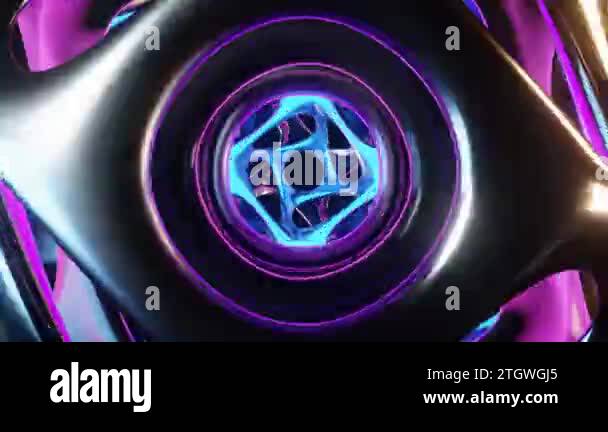 A Spinning metal sci-fi futuristic space egg bright lights 3D animation ...