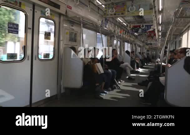 Tokyo Metro. Full Underground Metro Train During Rush Hour In Tokyo ...
