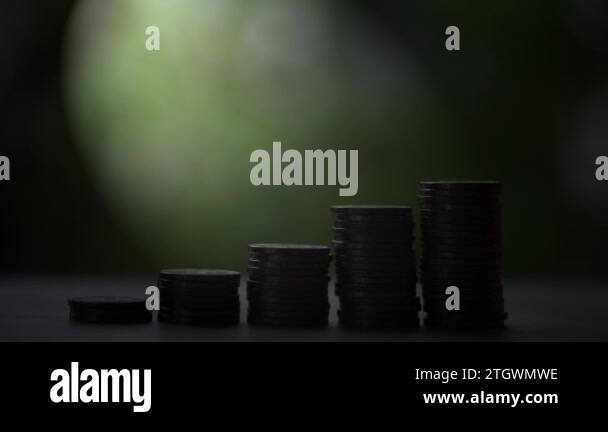 Step coin graph shows wealth increase, like stairs or chart Stock Video ...