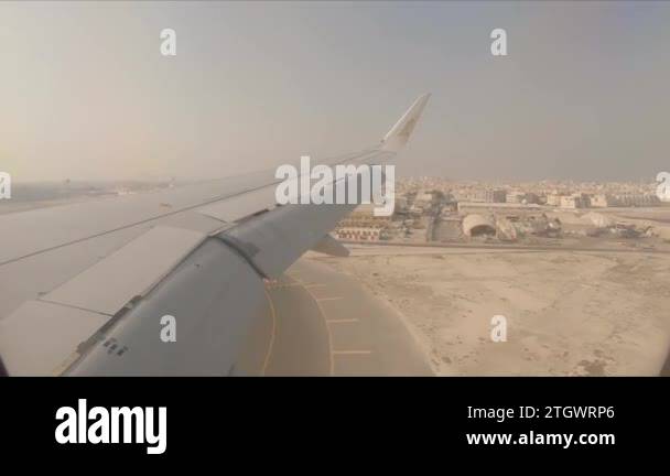 Muharraq, Bahrain, 11th October, 2019: Passenger POV of approaching and ...