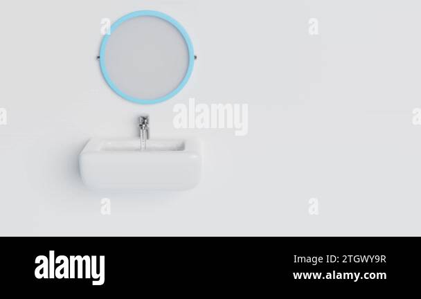 water overflowing in the sink, wash basin, 3d animation, alpha channel ...