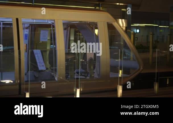 Doha, Qatar - March, 03, 2022 : Passenger train inside in Hamad ...