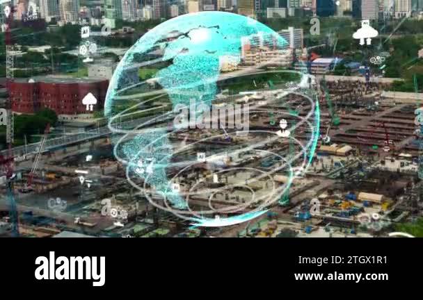 Construction technology concept with alteration graphic over ...