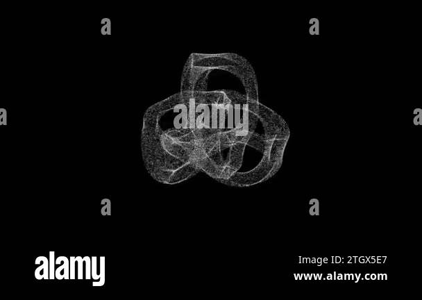 3d Abstract Alien Clew Rotates On Black Background Object Consisting Of White Flickering