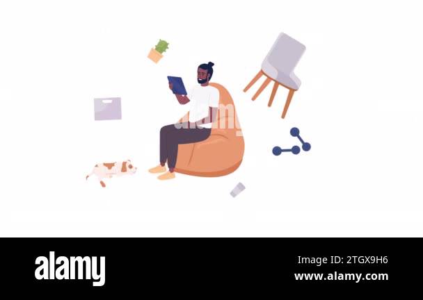 Animated internet connection loader. Everyday life. Flat person 4K ...