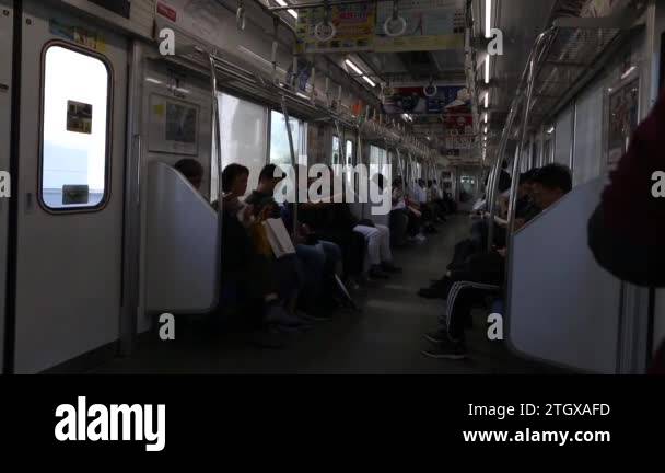 Tokyo Metro. Full Underground Metro Train During Rush Hour In Tokyo ...