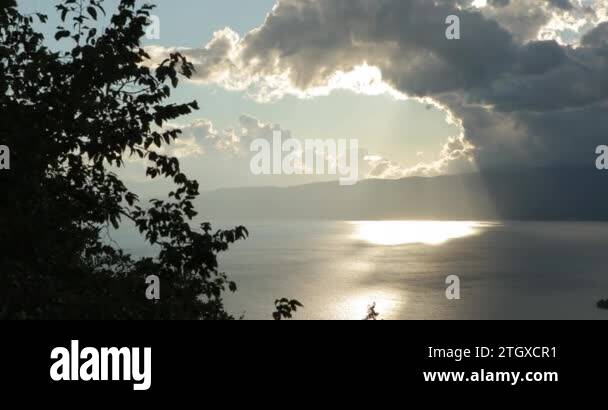 Lake Ohrid Macedonia. View of the lake standing between the mountains ...