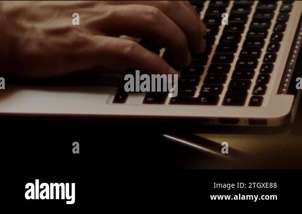 Close up video recording of laptop, notebook,mobile computer or desktop ...