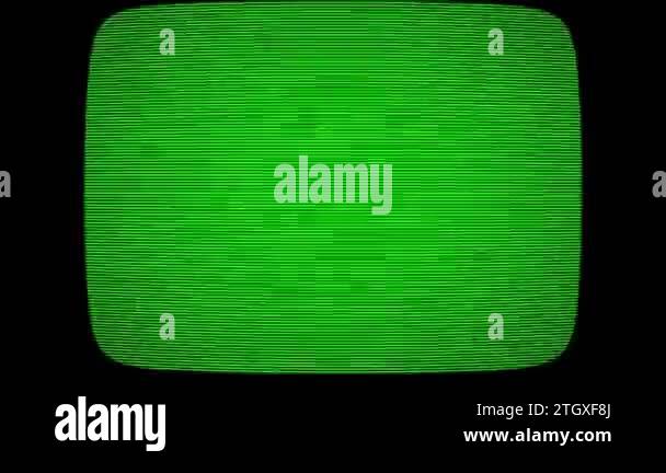 Faulty old style green background television tube with noise and static ...