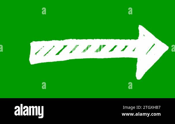 Animated symbol of arrow. Hand drawn white arrow points to the right ...