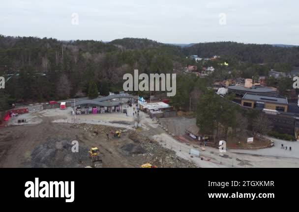 Dyreparken park and zoo in Norway - Aerial showing entrance in front ...