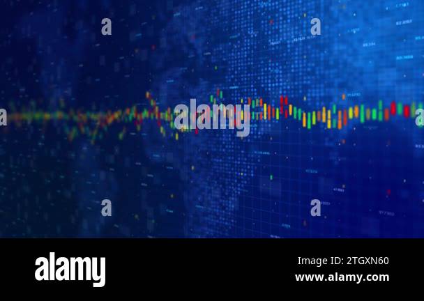 Digital 3d financial chart animation showing the growing value of the ...