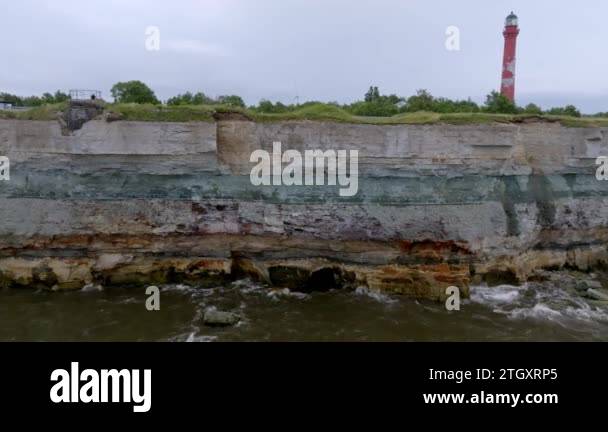 Beautiful limestone cliff at the top of the Pakri peninsula. Coastal ...