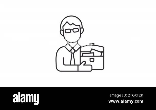 Animated adult man linear icon. Businessman. Office manager. Age group ...