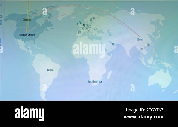 World map with different targets for cyber attack. Hacking and ...