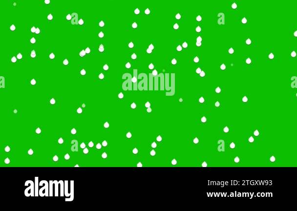 4K white cloud Rain cartoon animation on green screen. Animation water ...