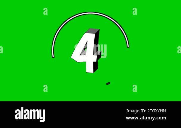 Number 4 four cartoon animation green screen.4k cartoon video number ...