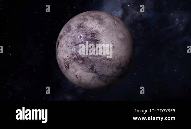 fictional Eris sun rise in dark background with stars. front view of ...