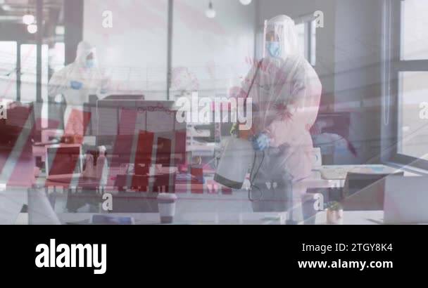 Animation of scope scanning and social media speech bubbles over man using smartwatch. Global ...