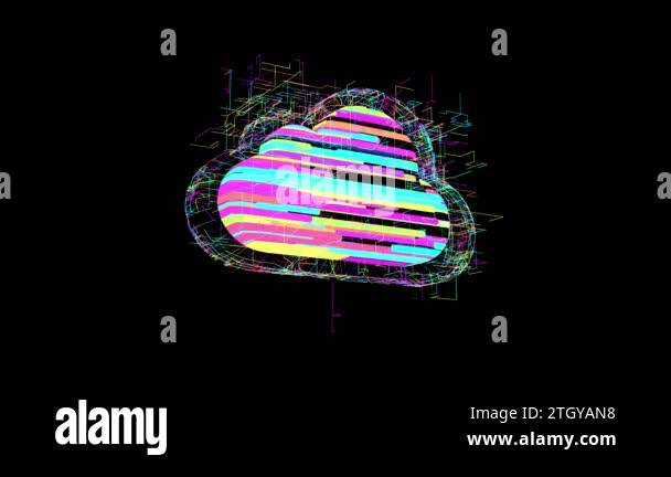3D cloud object with animated surface in holographic colours and ...