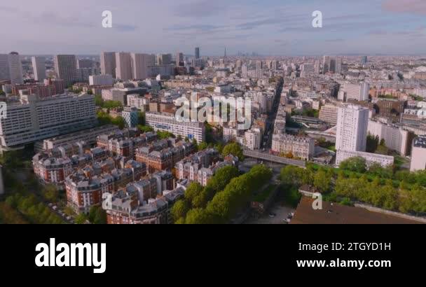 Wide view of the most visited city in France. Parisian streets and ...