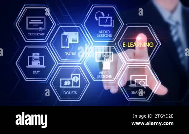 Ai Hexagonal Touch Screen Concept Hexagonal virtual Touch Screen Concept with man touching ...