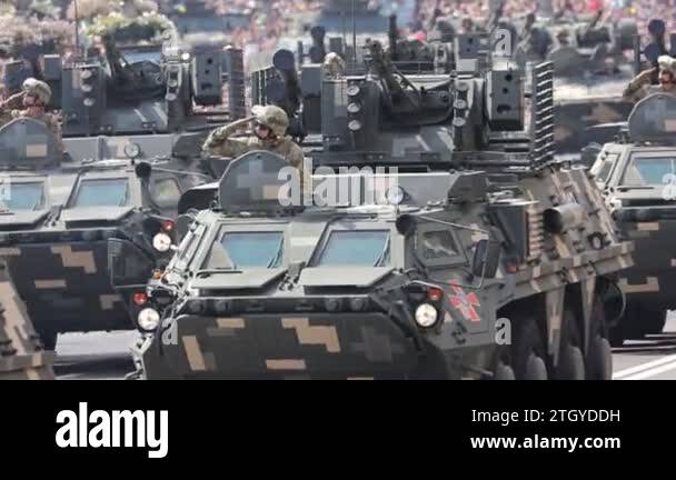 KYIV, UKRAINE - AUG 24, 2021: Ukrainian infantry fighting vehicle BTR-4 ...