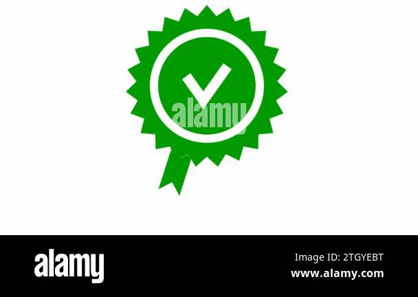 Animated green quality mark. Approved or certified icon in a flat ...