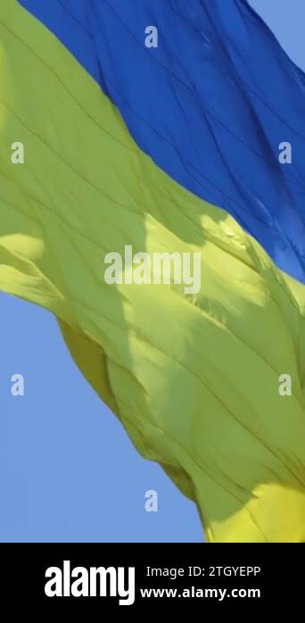 Highly detailed fabric texture flag of Ukraine. Slow motion of Ukraine ...