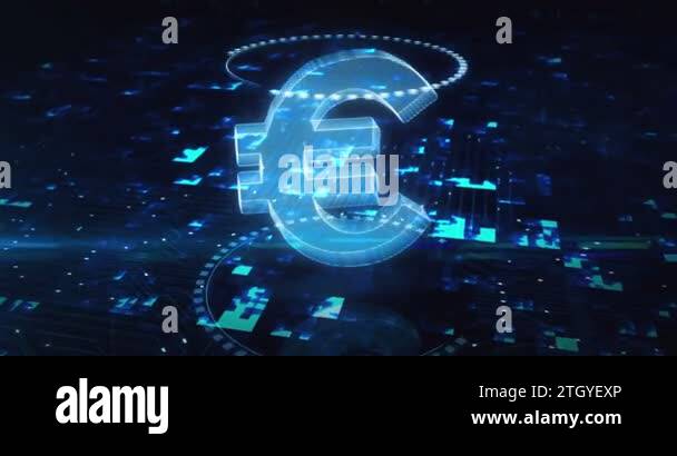 Euro stablecoin currency business and digital money hologram symbol ...