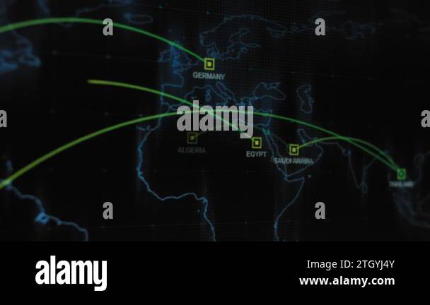 World map with different targets for cyber attack. Hacking and ...