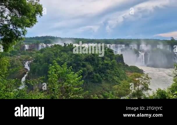 Iguazu Falls, the largest series of waterfalls of the world, located at ...