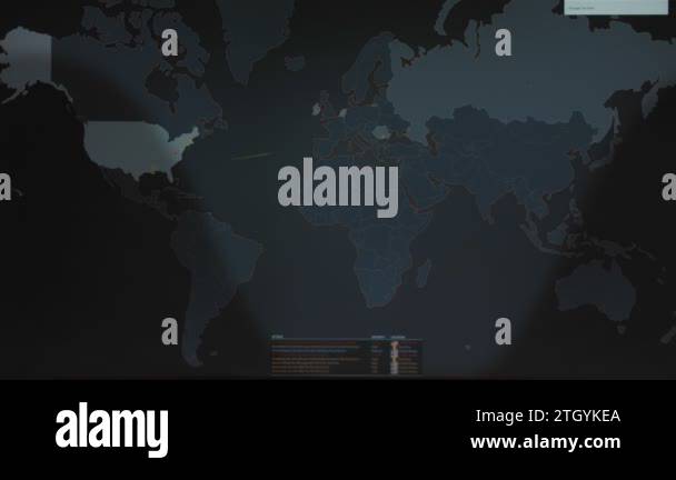 World map with different targets for cyber attack. Hacking and ...