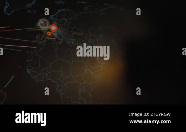 World map with different targets for cyber attack. Hacking and ...