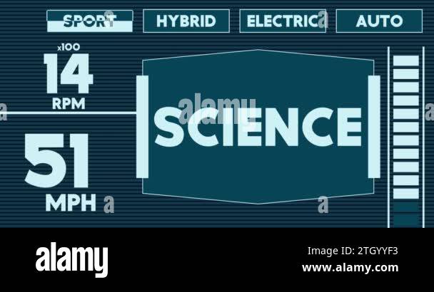 Futuristic Car Dashboard with Science Text. Digital Graphical User Interface Animation Stock ...