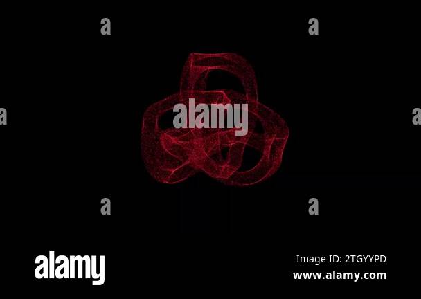 3d Abstract Alien Clew Rotates On Black Background Object Consisting Of Red Flickering