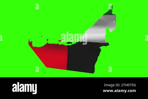 UAE United Arab Emirates country shape outline on green screen with ...