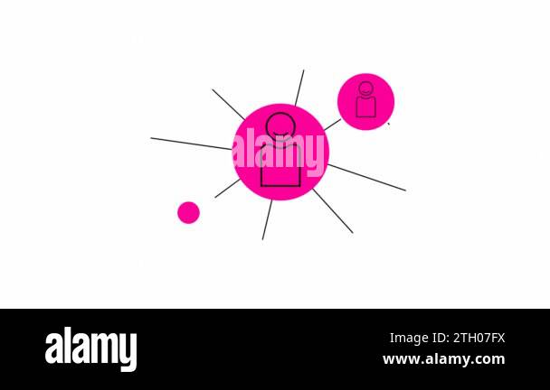 Animated pink symbol of people connect among themselves. Concept of ...