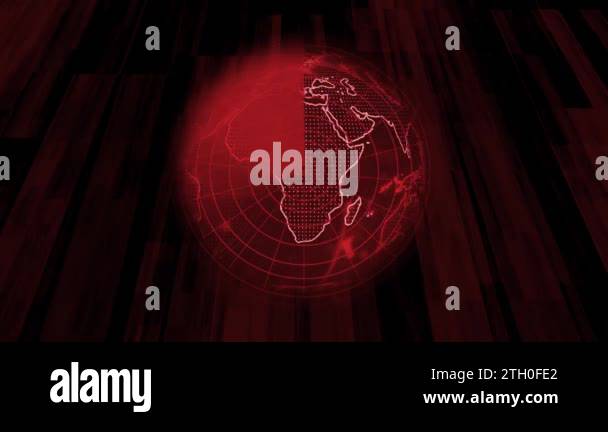 Red color radar on black background .Radar Sonar with object on Map ...