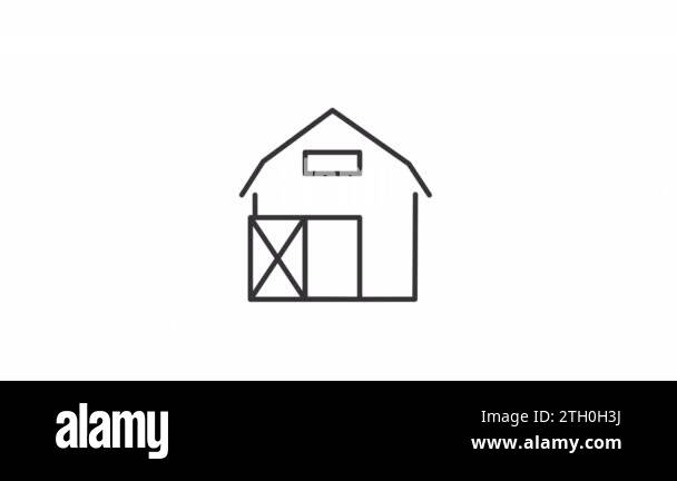 Animated farm linear icon. Farmland. Countryside ranch. Provincial ...
